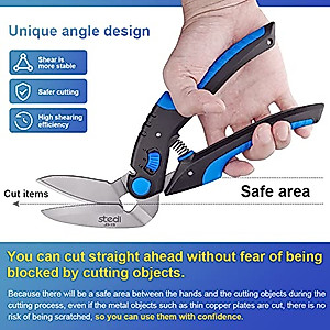 stedi 10-Inch Scissors Heavy Duty, with Adjustable Wrist Rope and TPR Comfortable Handle, Cardboard and Carpet Scissors, Finely Serrated Blades Multipurpose Shears for Household, Office (Blue)