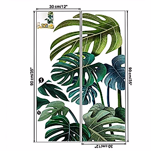 SENGTER Tropical Leaves Wall Decals Removable Jungle Green Palms Tree Plant Wall Stickers for Living Room Kids Room Bedroom Playroom Decor