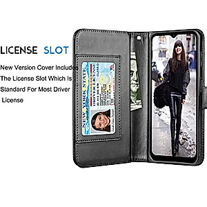 Tekcoo Galaxy A14 5G Case, Galaxy A14 5G Wallet Case, Luxury PU Leather Cash Credit Card Slots Holder Carrying Folio Flip Cover [Detachable Magnetic Hard Case] Kickstand for Samsung A14 5G [Black]