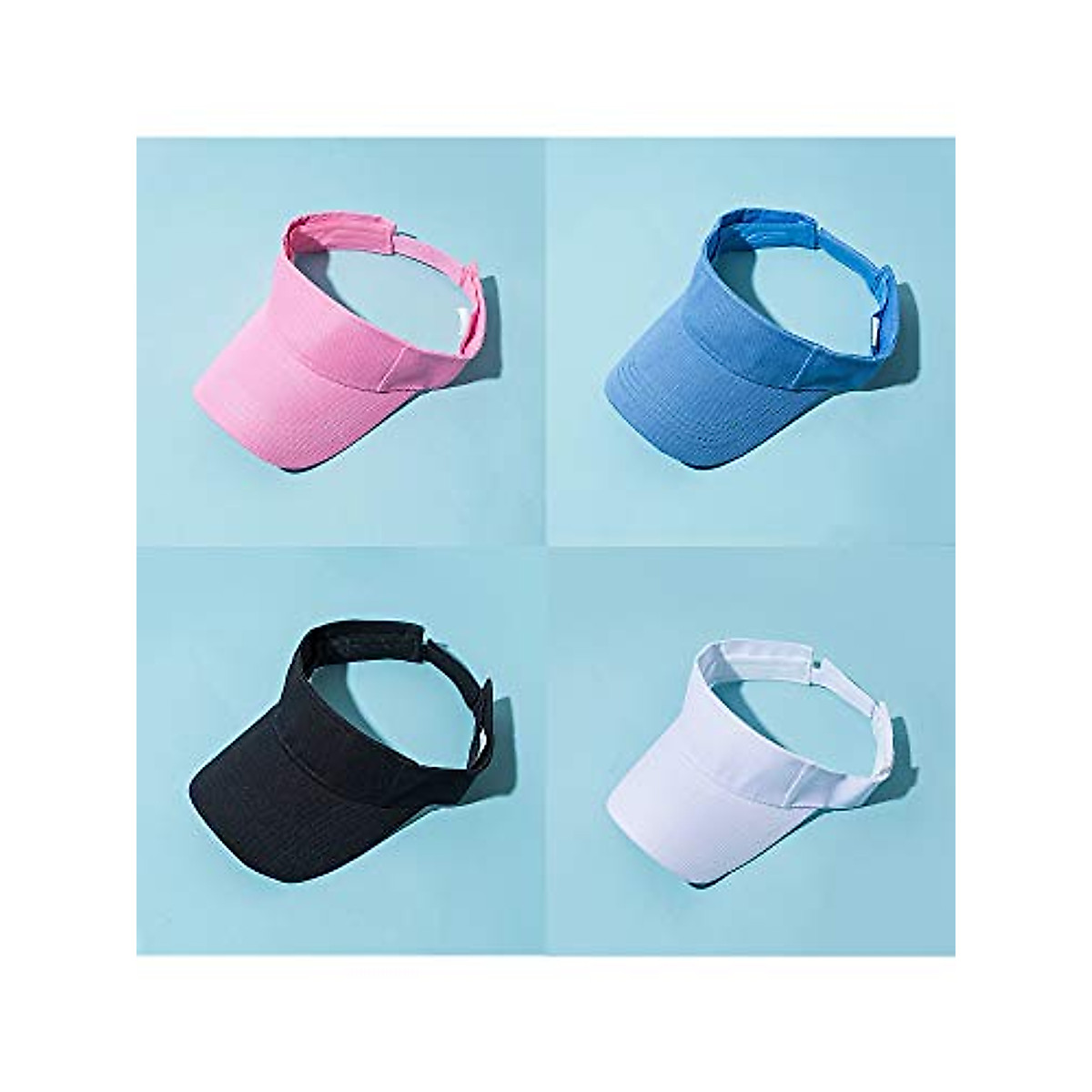 Trounistro 4 Pack Sun Sports Visor Hats Adjustable Hat Summer Cotton Cap for Golf Cycling Fishing Tennis Running Jogging and Other Sports (Style 2)