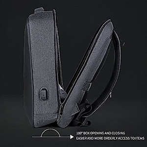 JohnMojie 17" Gaming Laptop Backpack Hard Shell Slim Student Backpack with Built-in USB Charging Port, External Password Lock (Dark Grey)