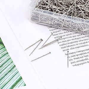 1000PCS Straight Pins, Durable Stainless Steel Dressmaker Pins, Straight Pins Sewing with Plastic Boxes, Fine Satin Pins, Flat Head Pins for Jewelry Making, Sewing Crafts
