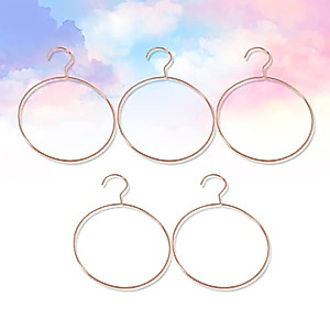 Zerodeko Laundry Rack 5pcs Round Circle Hanger Space- Saving Hanger Thong Underwears Display Ring Hanger Display Hoop Rack for Scarves Shawl and Belts Rose Gold Metal Hangers