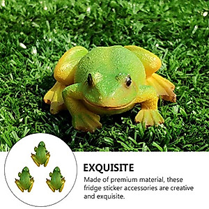 IMIKEYA 3pcs Frogs Shaped Refrigerator Magnets Mini Resin Frogs Figurines Statue for Fairy Garden Home Decorations