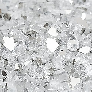 Onlyfire 10 pounds Fire Glass for Propane Fire Pit and Gas Fireplace, 1/4 Inch Reflective Firepit Glass Rocks for Fire Pit Table and Fire Bowl, High Luster Platinum