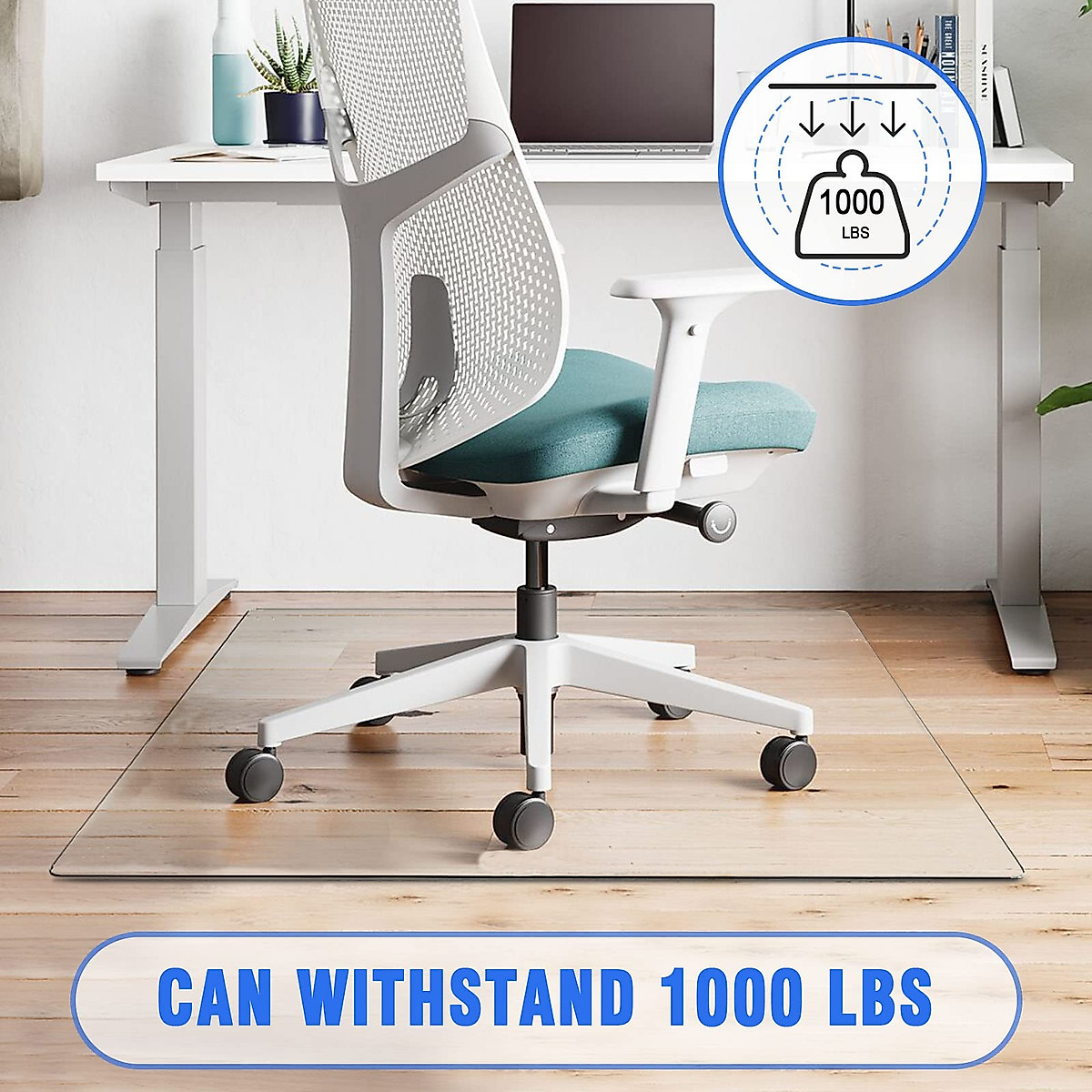 NeuType Glass Chair Mat, Tempered Glass Office Chair Mat for Carpet or Hardwood Floor - Effortless Rolling, Easy to Clean, Best for Your Home or Office Floor (36" x 36" x 1/5", Transparent)