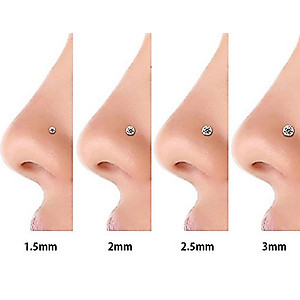 Kridzisw 18G Theadless Push in Nose rings Stud Piercing Jewelry for Women Surgical Stainless Steel Silver Flat Back Cartilage Tragus Helix Earrings Lip Labret Ring Stud Pin Piercings Jewelry Men 6mm