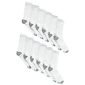 Hanes mens X-temp Lightweight Crew Socks, 12-pair Pack Casual Sock, White, 6 12 US