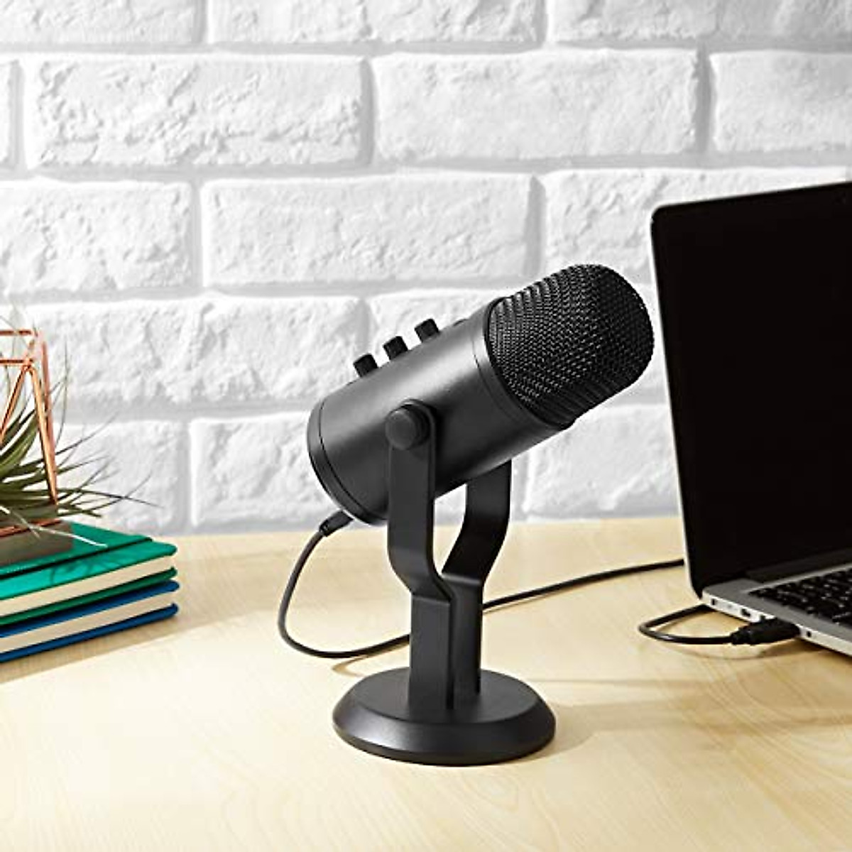 Amazon Basics Professional USB Condenser Microphone with Volume Control and OLED Screen - Black