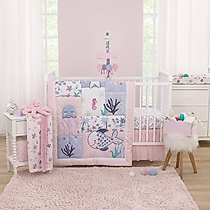 NoJo Mermaid Lagoon Pink, and Blue Sea Friends Super Soft Contoured Changing Pad Cover