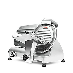 KWS Commercial 320W Electric Meat Slicer 10" Frozen Meat Deli Slicer Coffee Shop/restaurant and Home Use Low Noises [ ETL, NSF Certified ] (Stainless Steel Blade - Silver)