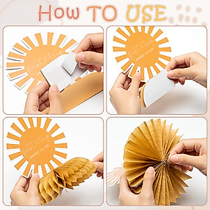 G1ngtar 9Pcs Boho Sun Honeycomb Centerpieces Table Toppers Hippie Rainbow Muted Sun Table Decor First Trip Around the Sun Birthday Party Decoration Baby Shower Supplies for Baby Boys Girls