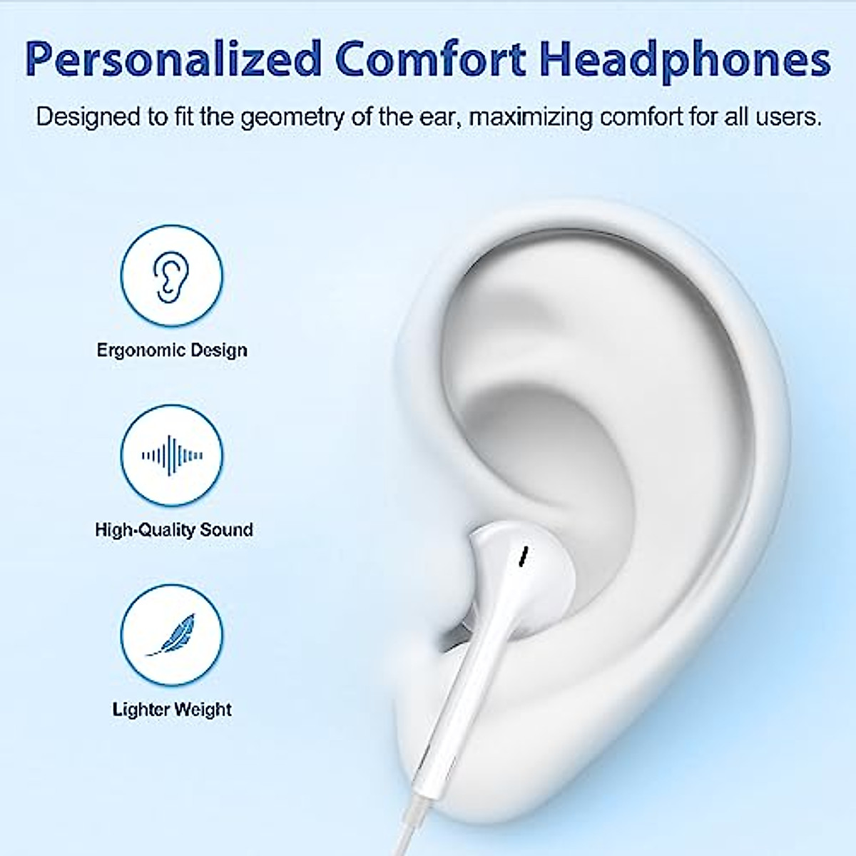 Aolcev USB C Wired Headphones, Type C Earphones with Mic, Type C Earbuds Compatible with Most USB C Devices, Earbuds for Samsung Galaxy Z Flip 5/4 Z Fold 5/4 S23 Ultra/S22, Earbuds, White