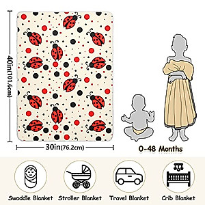 Ladybugs Dots Unisex Fluffy Baby Blanket for Crib Toddler Blanket for Daycare with Thick and Soft Material Security Blanket for Travel Decorative Gift Stroller