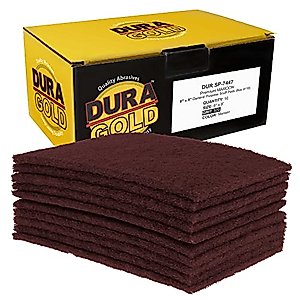 Dura-Gold Premium 6" x 9" Maroon General Purpose Scuff Pads, Box of 10 - Scuffing, Scouring, Sanding, Paint Primer Prep Adhesion Scratch - Surface Preparation Automotive Car Auto Body Woodworking Wood