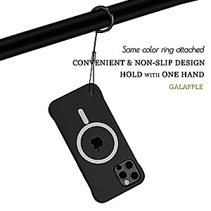 GALAPPLE Ultra-Thin Frameless Magnetic Case for iPhone 14 ProMax, Black Matte Minimalist Case with Shockproof Corner& Finger Loop String, Compatible with Magsafe Charger&Accessories(6.7"- 3 Camera)