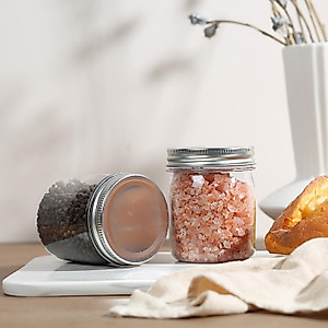 Party Club of America 16 Pack 8OZ Sliver Plastic Jars With Screw On Lids，Plastic Mason Jars Food Storage Container For Storing Dry Food, Candy, Cream,Peanut, Butter