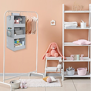 Fixwal 3-Shelf Closet Hanging Organizers Foldable Hanging Closet Shelves Hanging Closet Organizers and Storage for Locker & Camper, Grey, 2-Pack