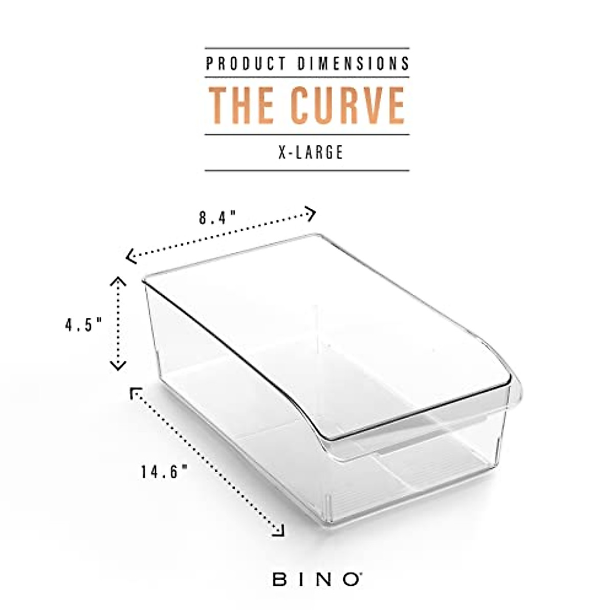 BINO | Plastic Storage Bins, X-Large | THE CURVE COLLECTION | Multi-Use Organizer Bins | Built-In Handle | BPA-Free | Pantry Organization | Home Organization | Fridge Organizer | Freezer Organizer
