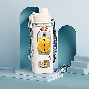 ANSAIR Kawaii Bear Pastel Water Bottle With 3D Sticker 700ml Plastic Travel Tea Juice Milk Portable Cute Shaker Drink Bottle Gift (Color : White)