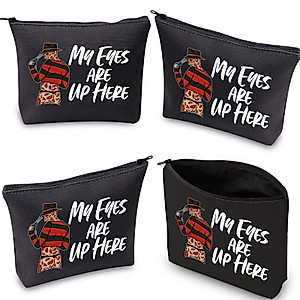 WZMPA Horror Movie Cosmetic Makeup Bag Horror Movie Inspired Gift My Eyes Are Up Here Zipper Pouch Bag For Women Girls (Eyes Up Here)