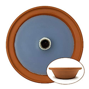 Hyoola 5 Hour Outdoor Firebowl Candle - Unscented Large Flame Wick in Terra Cotta Bowl - Insect and Mosquito Repellent Effect - for Table, Patio, Yard, Camping, Outdoors - Blue.