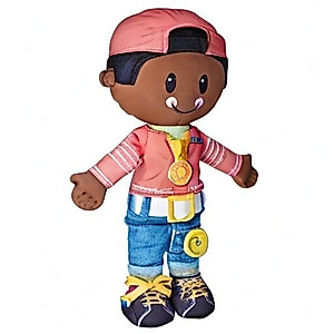 Playskool Dressy Kids Doll with Black Hair and Hat, Activity Plush Toy with Zipper, Shoelace, Button, for Kids Ages 2 and Up (Amazon Exclusive)