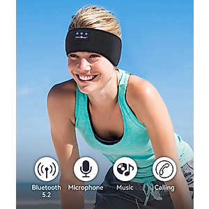 MUSICOZY Sleep Headphones Bluetooth Headband, Wireless Music Sleeping Headphones Sleep Mask Earbuds IPX6 Waterproof with Mic for Side Sleepers Workout Running Travel Yoga, Pack of 2