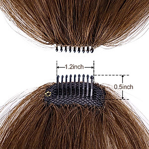 AISI QUEENS Clip in Bangs Real Human Hair Bangs Hair Clip on Bangs for Women Fake Bangs Fringe with Temples Bangs Clip Hair Extensions for Daily Wear (Wispy Bangs, Medium Brown)
