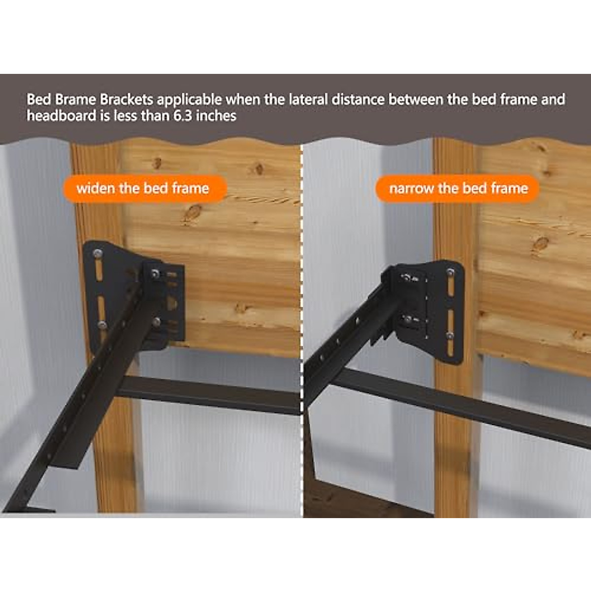 2PCS Bed Frame Brackets Adapter/ Connector,Heavy Duty Bed Modification Plate Brackets for Headboard,Adjustable Bed Headboard Brackets for Metal Bed Frame,Black