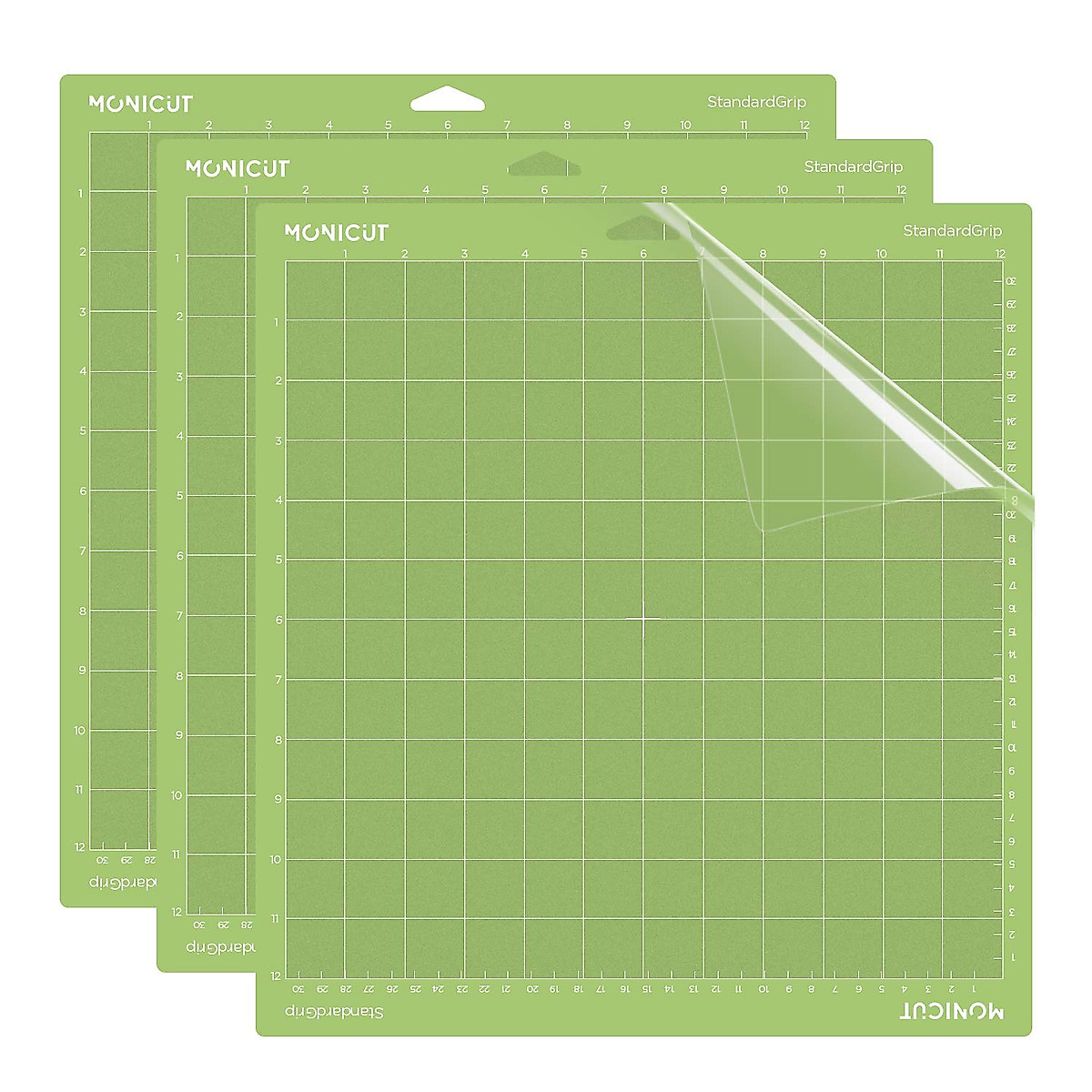 Monicut 12x12 Standardgrip Cutting Mat for Cricut Maker 3/Maker/Explore 3/Air 2/Air/One, 3 Pcs Non-Slip Flexible Green Cutting Mats for Crafts, Quilting, Sewing and all Arts