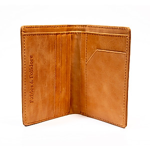 Fables & Folklore Bifold Leather Wallet for Men, Slim Design, RFID Protection, Cards and Cash Section, Model: Steinbeck No. 1