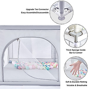BOJOY Baby Playpen, Playpen for Babies (73x61x27inch), Kids Safe Play Center for Babies and Toddlers, Extra Large Playpen, Sturdy Play Yard for Toddler,Children's Fences Play Area(Grey)
