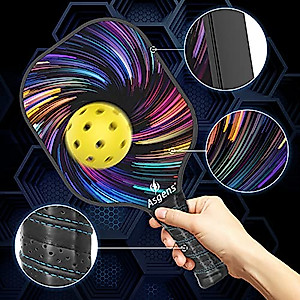 Asgens Pickleball Paddles Set, USAPA Pro Lightweight Graphite Pickleball Paddle Set of 2 Rackets and 1 Portable Carry Bag with 4 Balls for Outdoor & Indoor