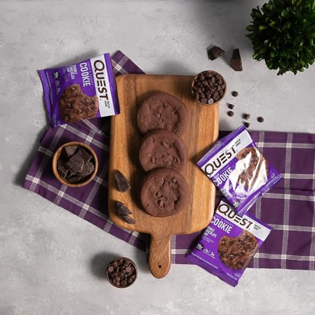 Quest Nutrition Double Chocolate Chip Protein Cookie, High Protein, Low Carb, 12 Count