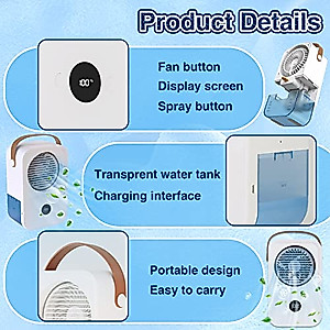 clleylise Portable Personal Air Cooler - Powerful, Quiet, and Energy Efficient USB Evaporative Air Cooler Cooling Fan in 4 Speed For Bedroom, Office, Living Room & More