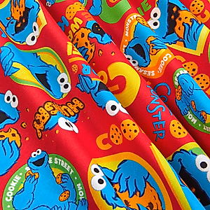 Sesame Street Digital Characters Cookie Monster Toss Red, Fabric by the Yard