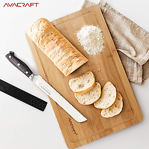 AVACRAFT Bread Knife, High Carbon German 1.4116 Stainless Steel Serrated Knife, Cake Knife, Cake Slicer, Ergonomic Wood Handle, Razor Sharp, 8 inch with Custom Storage Cover