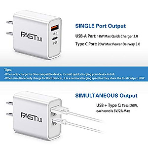 20W USB C Fast Charger[ 4-Pack] iSeekerKit Dual Port PD Power Delivery + Fast Charger 3.0 Wall Charger Block Compatible for iPhone14 13/12/Pro Max Mini XS/XR/X, 8/7/6, Pad Pro,Samsung Galaxy, Pixel