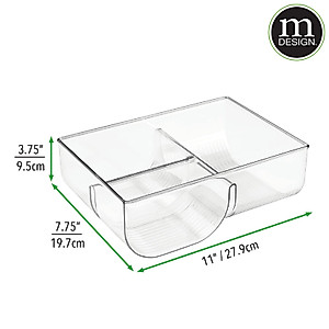 mDesign Food Storage Container Lid Holder, 3-Compartment Plastic Organizer Bin for Organization in Kitchen Cabinets, Cupboards, Pantry Shelves - Clear