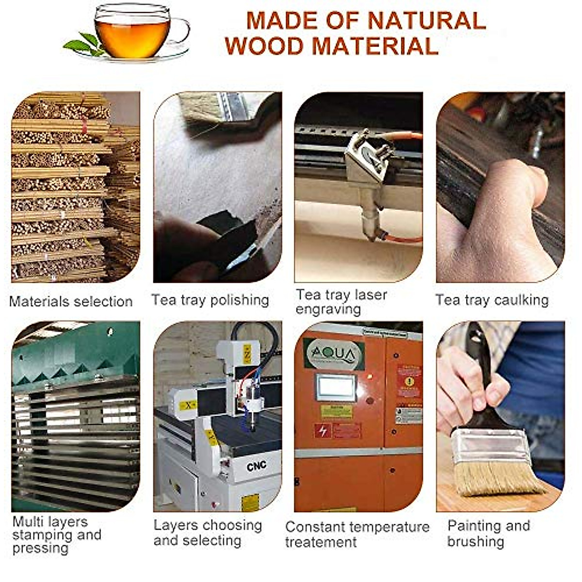 Fdit Wood Serving Plate Tray for Dessert Cake Coffee Red Tea Kitchen or Restaurant Using (33cm / 12.99 inch)