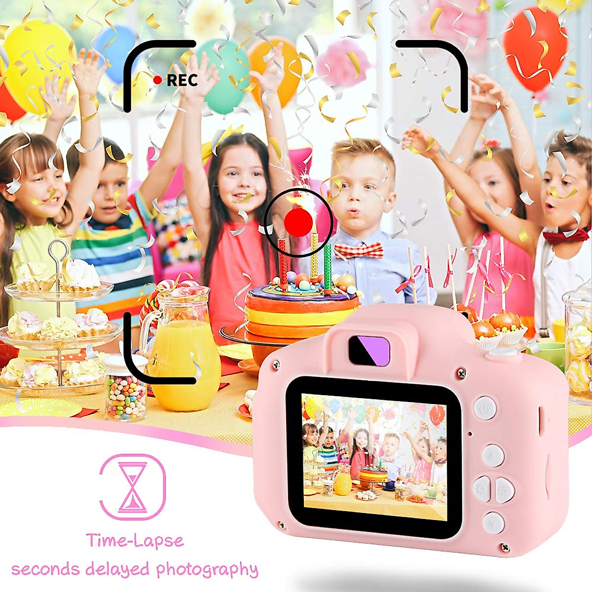 NINE CUBE Kids Camera, Christmas Birthday Gifts for Boys Age 3-8, HD Toy Digital Camera for Kids, Mini Toddler Camera for Girls 3 4 5 Year Old, Children's Toys Camera with 32GB SD Card