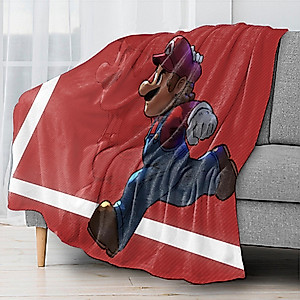 NICHIYOBI Redcap Beard Plumber Bros Game Flannel Blanket Kobayashi Tohru Kanna Lightweight Cozy Throw Blanket Warm Bed Blanket fit Sofa and Couch (04,Medium 60x50in)