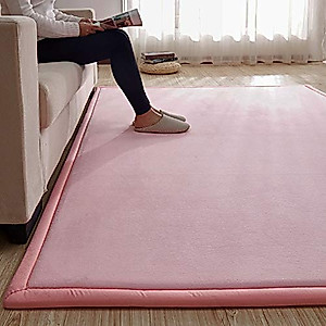 Lyfreen Memory Foam Kid Nursery Rug Area Rug Modern Childrens Rug for Boys Girls Ultra Soft Crawling Mat Infant Toddler Baby Play Mat, Pink 74.8“x 94.4“ Bedroom Rug Yoga Mat Exercise Mat