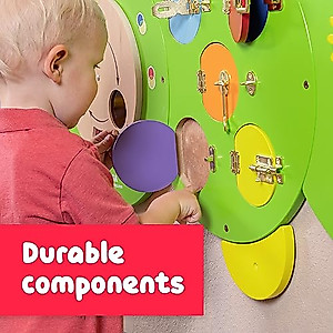 SPARK & WOW Caterpillar Activity Wall Panels - Ages 18m+ - Montessori Sensory Wall Toy - 8 Activities - Busy Board - Toddler Room Decor