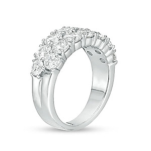 4 Cttw Diamond Double Row Anniversary Ring in 10K White Gold (4 Cttw, J-I2) Diamond Wedding Engagement Ring