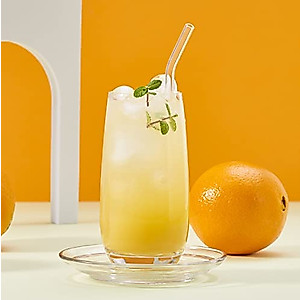 Piteno® 16-Pack Reusable Glass Straws, Clear Glass Drinking Straws, Perfect for Smoothies, Milkshakes, Juice, Tea, Set of 6 Straight and 6 Bent with 4 Cleaning Brushes (Size 8.5''x10MM)