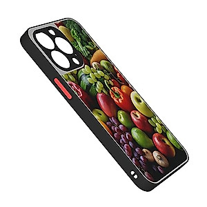 EMPYRI Fresh Fruits and Vegetables Printed Frosted Phone Case for iPhone 13 Pro Max-6.7 Inch, Shockproof Phone Cover with Wireless Fast Charging, Acrylic Back, Not Yellowing