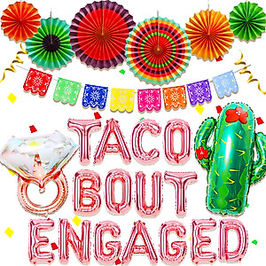 JeVenis Taco bout Engaged Banner Decoration Taco bout Love Engagement Decoration Taco Engagement Backdrop Mexican Wedding Bridal Shower Decoration
