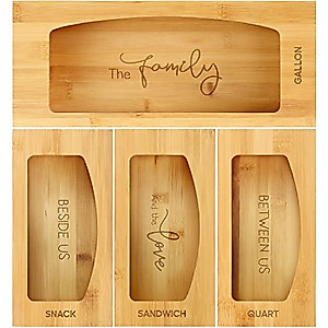 IOCREATIVE Ziplock Bag Storage Organizer - Food Baggie Holder for Kitchen Drawer - Sandwich, Snack, Quart & Gallon variety size bags - Compatible with Ziploc, Solimo, Glad, Hefty - Bamboo